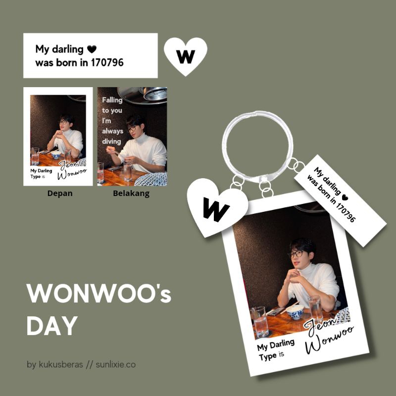 Jual WONWOO birthday keychain keyring svt seventeen gantungan kunci ganci cahol lucu fanmade fml ...