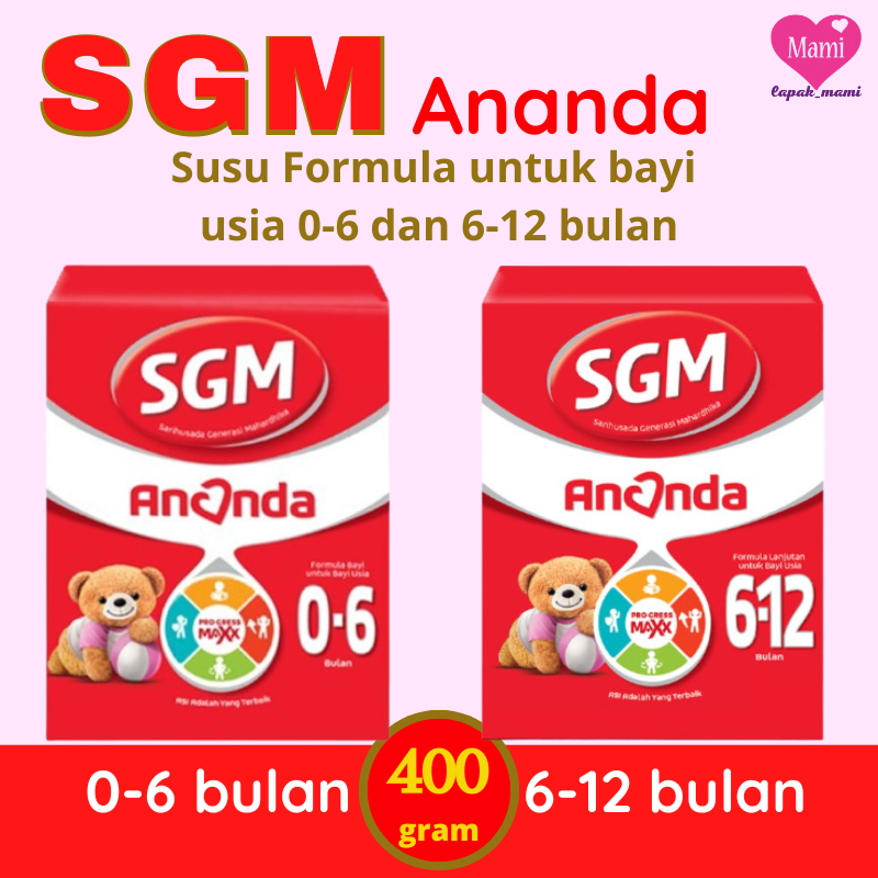 Jual SGM Ananda 0-6 Bulan dan 6-12 Bulan Susu Bubuk Formula Bayi 400g | Shopee Indonesia