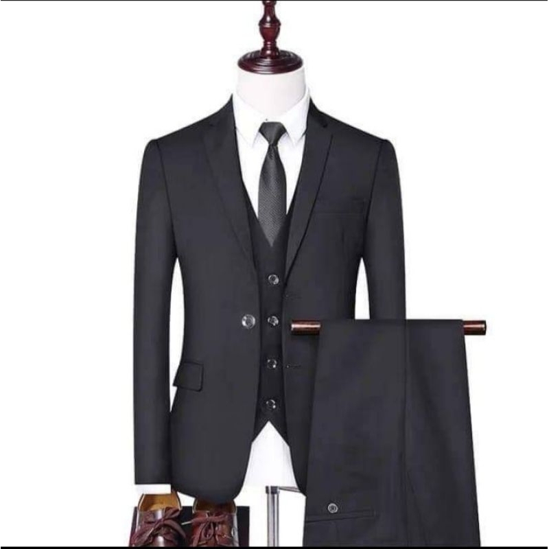 Jual Jas Hitam Pria Jas Formal Pria Jas Hitam Pria Jas Blazer Pria 3in1 Set Jas Celana Rompi Jas ...