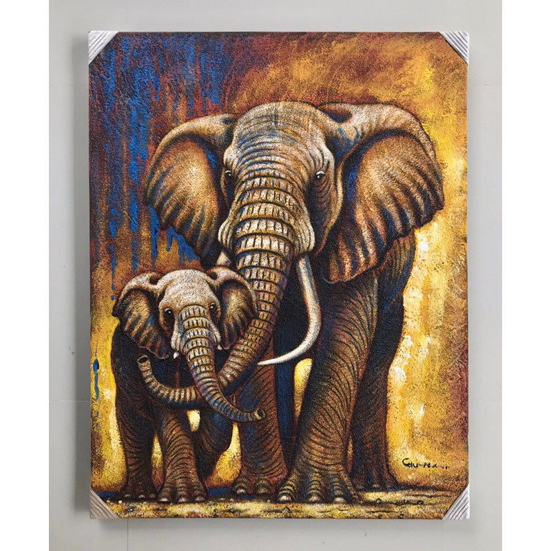 Jual Lukisan Gajah, Lukisan Tekstur/ Cat Timbul, Lukisan Kanvas Hiasan ...