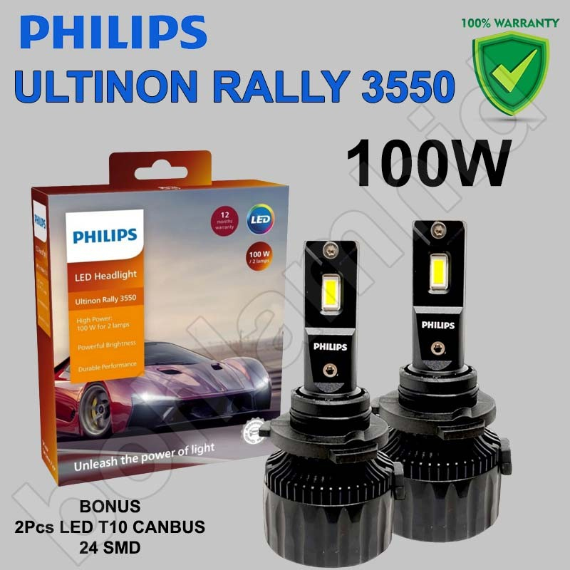 Jual LED Philips Ultinon Rally 100 Watt Lampu Mobil H4 H11 H7 HB3 HB4 HIR2 | Shopee Indonesia
