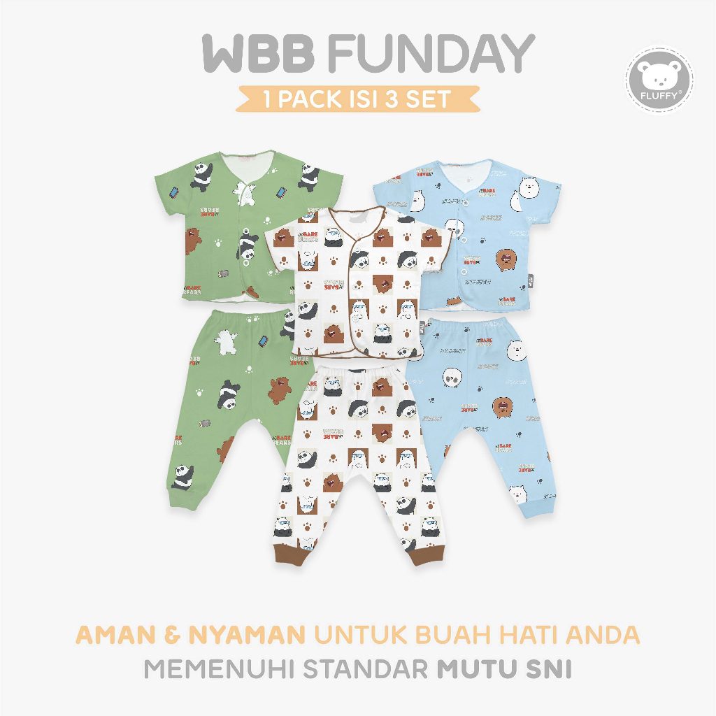 Jual FLUFFY Setelan Pendek Panjang WE BARE BEARS (Isi 3Psng) SDJAN/SDJAB WFD NB | Shopee Indonesia
