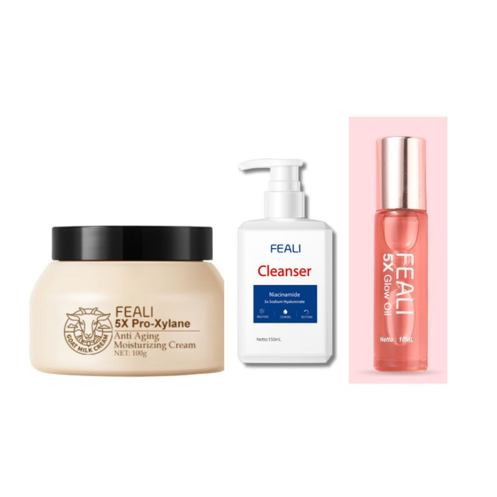 Jual FEALI Moisturizer Cream x 5X Glow Oil x Cleanser | Shopee Indonesia