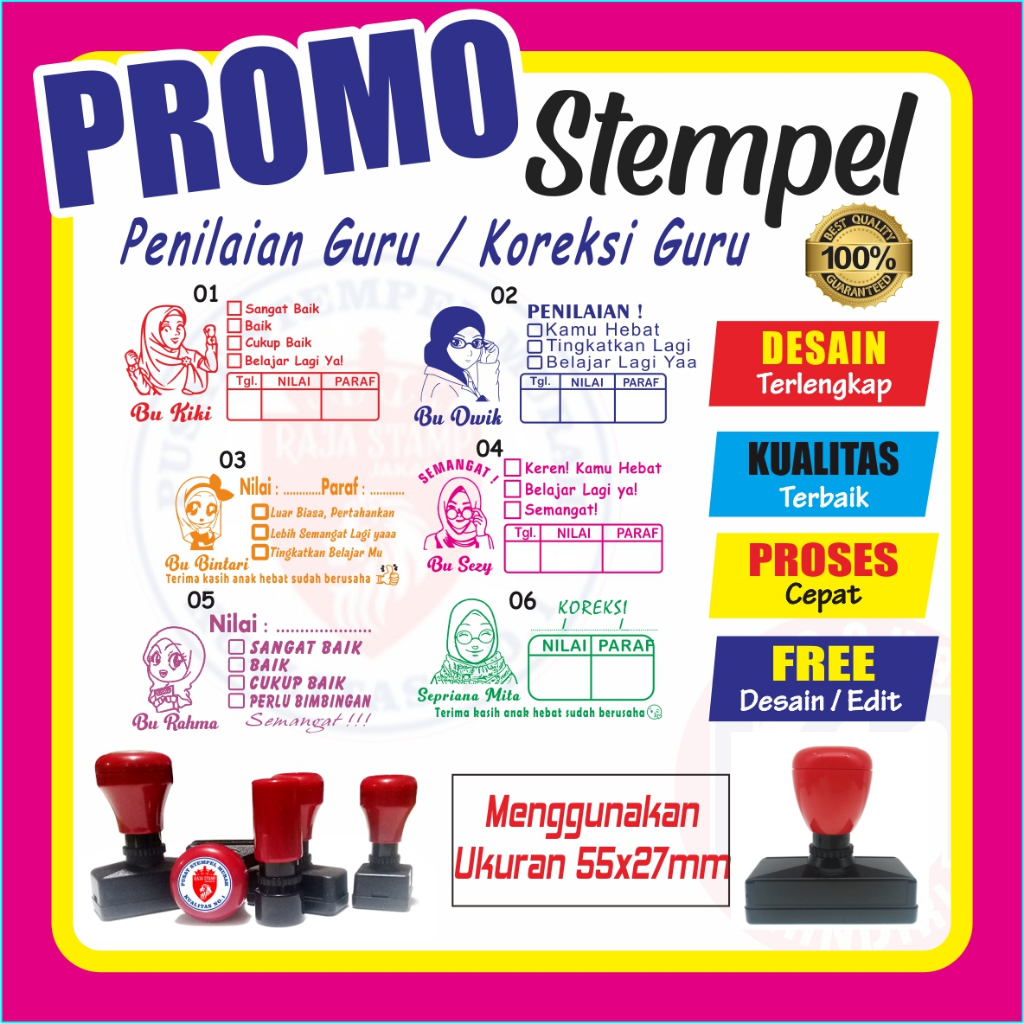 Jual Stempel Nilai Guru / Penilaian / Koreksi / Checked / Reward ...