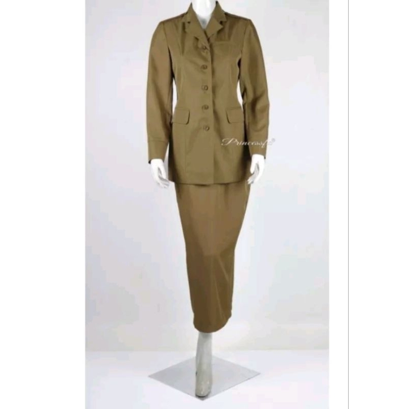 Jual Baju Princess Seragam Kerja Dinas PDH PNS Guru Coklat tua Stelan Rok Span Princessfa ...