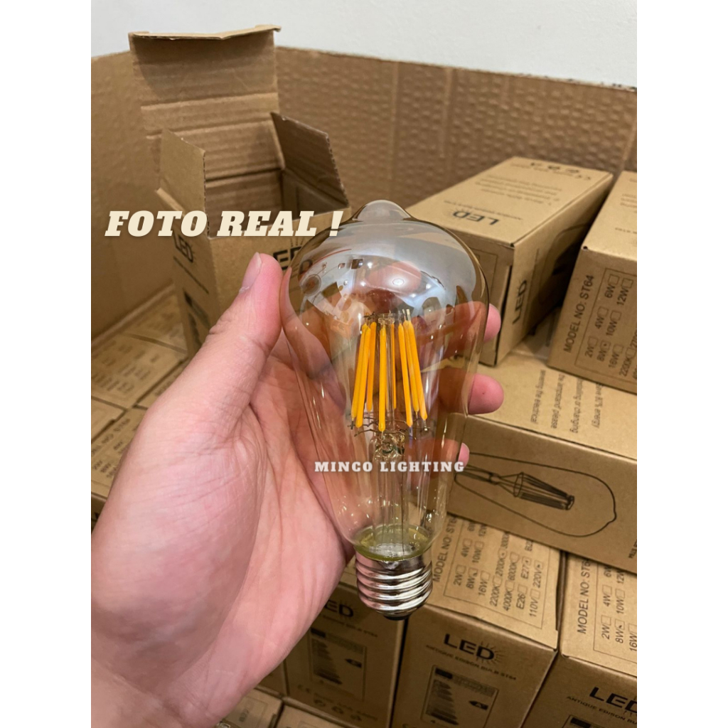 Jual Minco Lampu LED Filamen Edison bohlam Cafe ST64 E27 8 watt ...