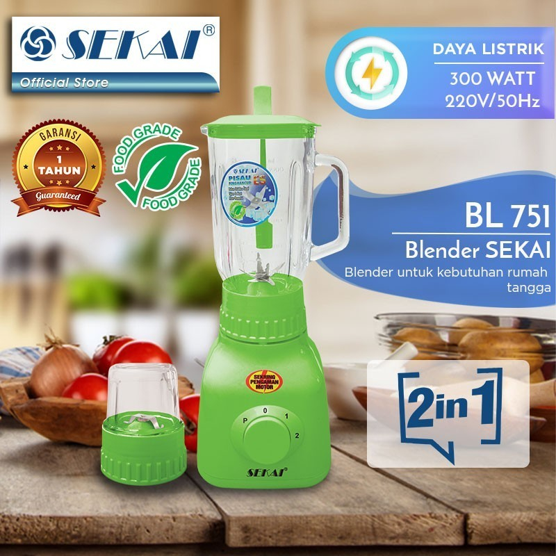 Jual SEKAI Blender Kaca 2in1 BL751GL Pelumat 1 Liter BL 751 GL | Shopee Indonesia
