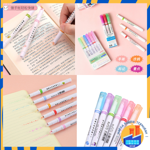 Jual HPT Spidol Garis Motif Lucu 1 Set 6 Pcs Spidol Garis Aesthetic ...