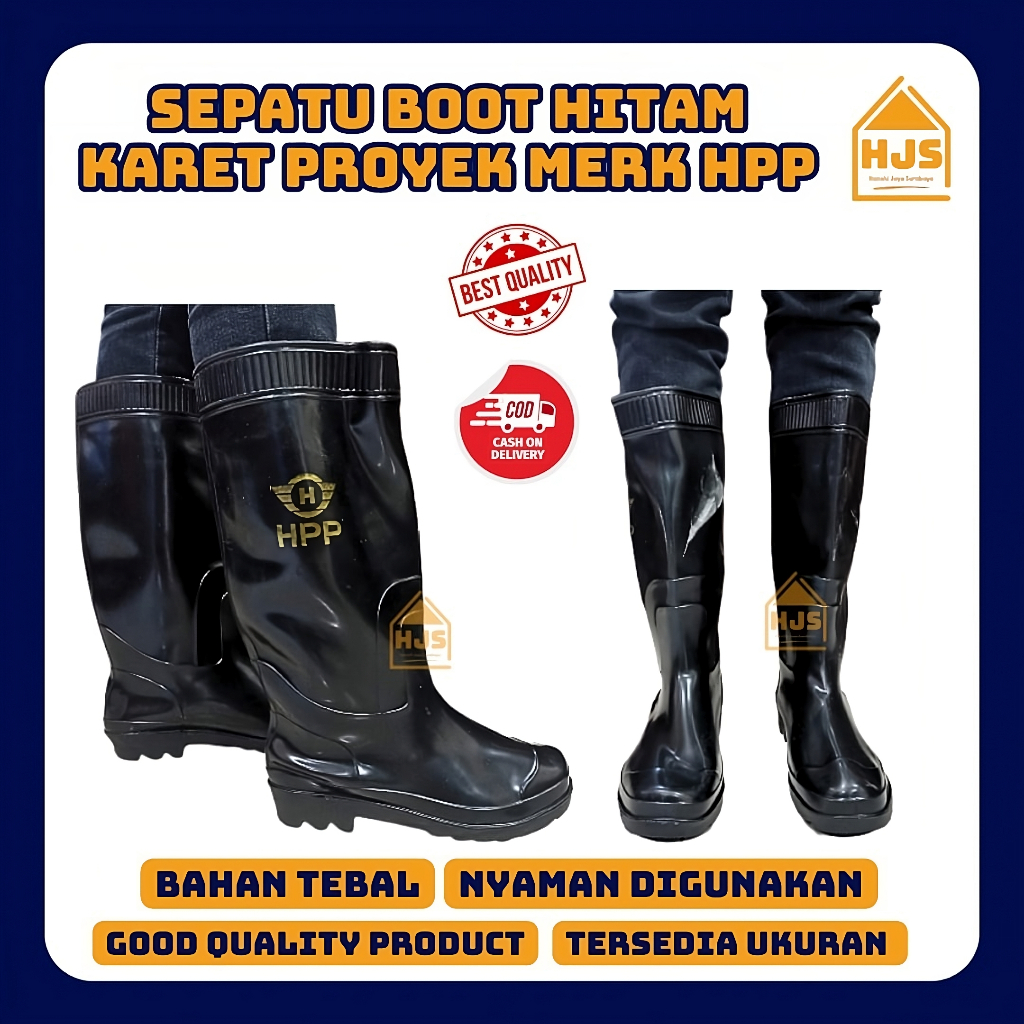 Jual Sepatu boots hitam karet proyek / Sepatu Proyek / Sepatu Boot ...