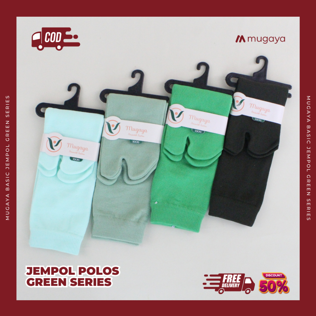 Jual MUGAYA Kaos Kaki Jempol Green Series Polos Muslimah Bahan Adem ...