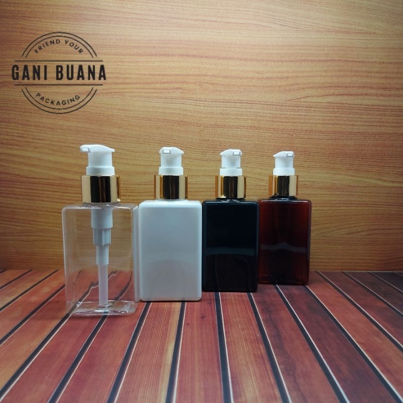 Jual BOTOL PUMP 100ML KOTAK VARIAN WARNA TUTUP PUMP LOTION GOLD | Shopee Indonesia