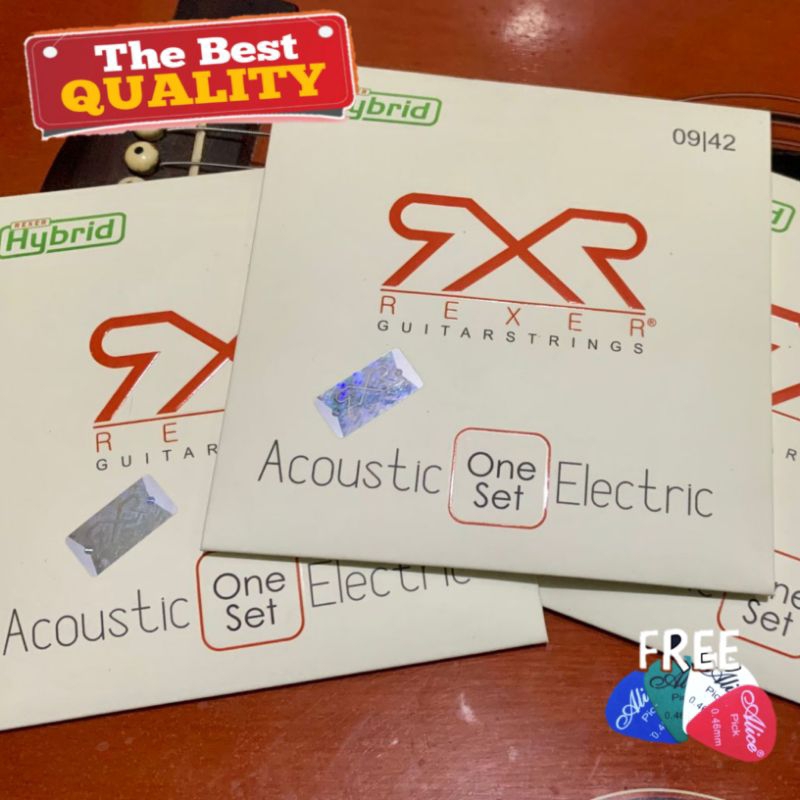 Jual SENAR GITAR REXER AKUSTIK | ELEKTRIK 009 BEST QUALITY ( FREE PICK ...