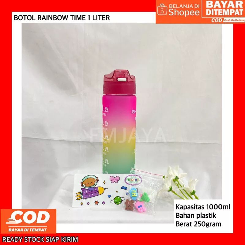 Jual 26 BOTOL RAINBOW TIME 1 LITER || BOTOL MINUM RAINBOW 1000 ML ...