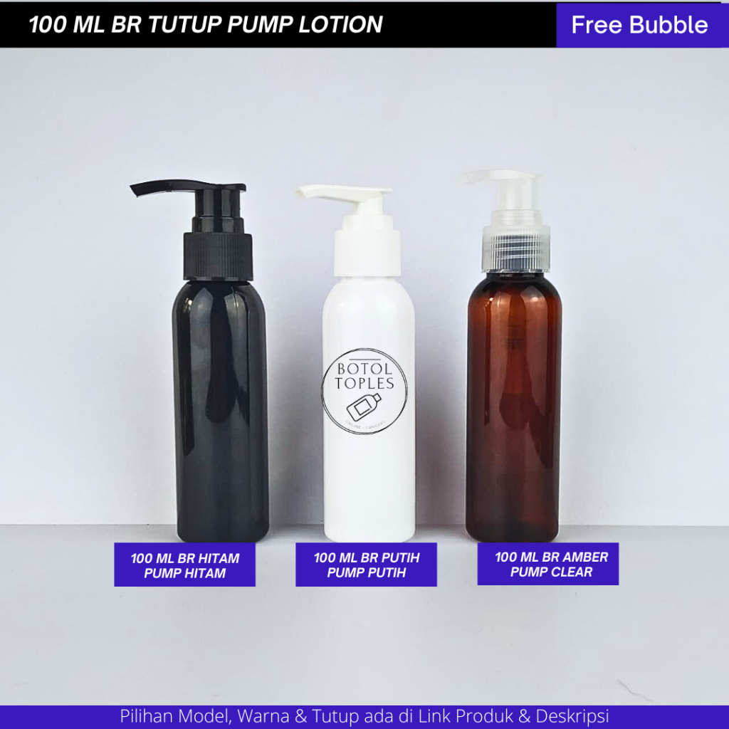Jual 100ml Botol BR Warna Tutup Pump Neck 24 | Shopee Indonesia