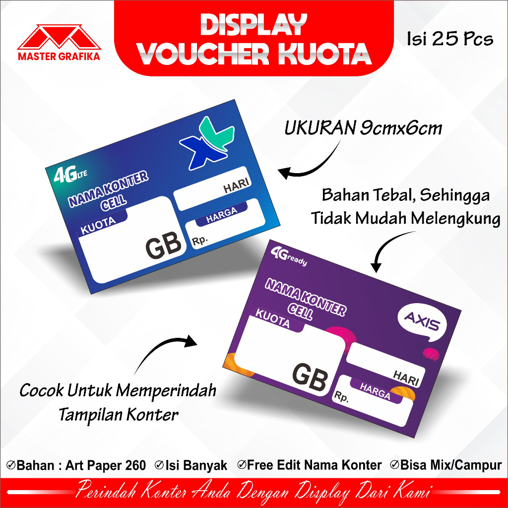 Jual Display Kuota/Display Voucher Untuk Konter[Free Edit nama Konter ...