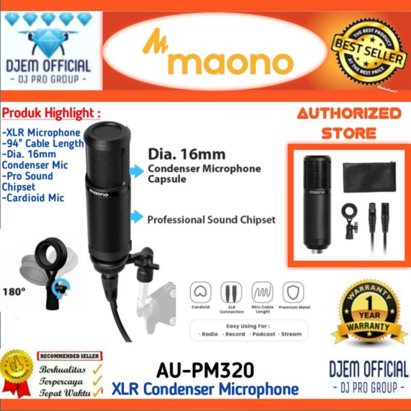 Jual MAONO AU-PM320 XLR Condenser Microphone Cardioid Mic Maono PM320 ...
