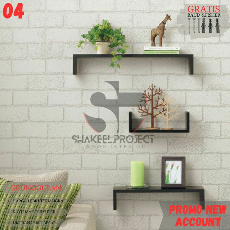 Jual 04 rak dinding ambalan dinding kayu MAHONI | Shopee Indonesia