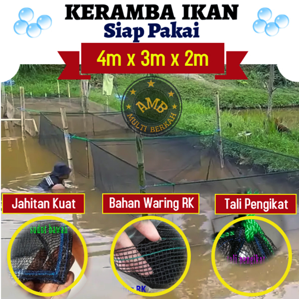 Jual Jaring Keramba Apung Hapa Tanjaran Ikan Ukuran 4m x 3m x 2m ...