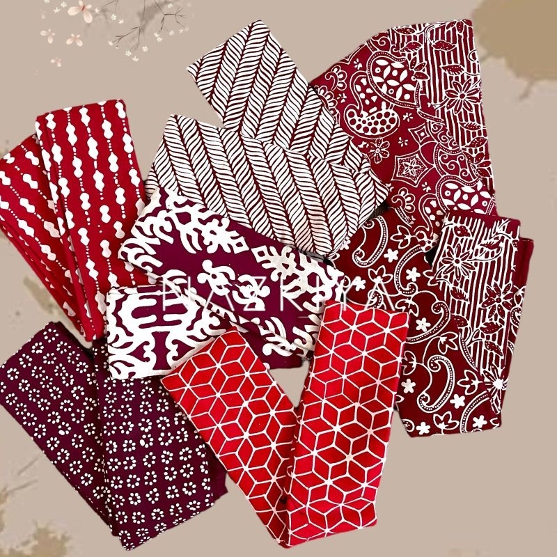Jual Kain Batik Cap/ kain batik Garutan Seri Merah-Maroon | Shopee ...