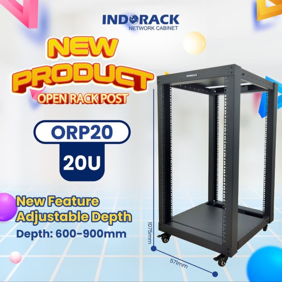 Jual ORP20 Open Rack Post INDORACK Rak Audio Rack Server 20U Depth 600 ...