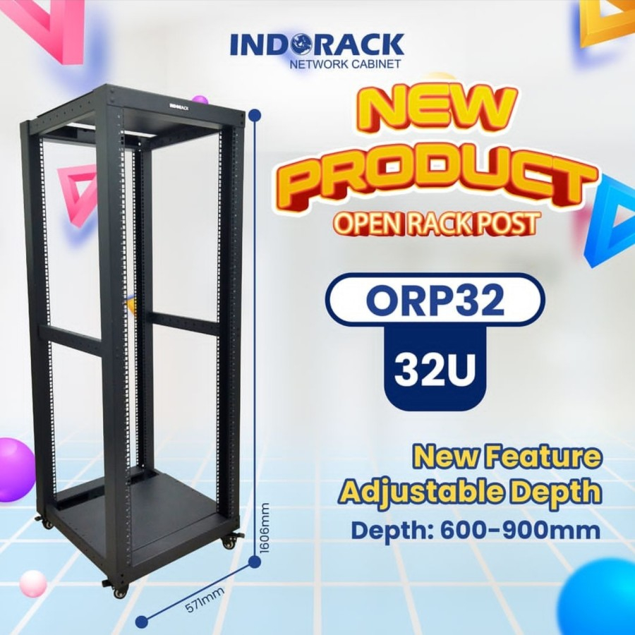 Jual ORP32 Open Rack Post INDORACK Rak Audio Rack Server 32U Depth 600 ...