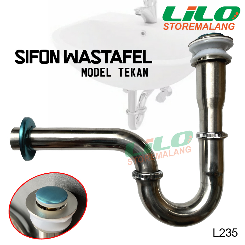 Jual Sifon wastafel leher angsa avur model pencet stainless steel L235 ...