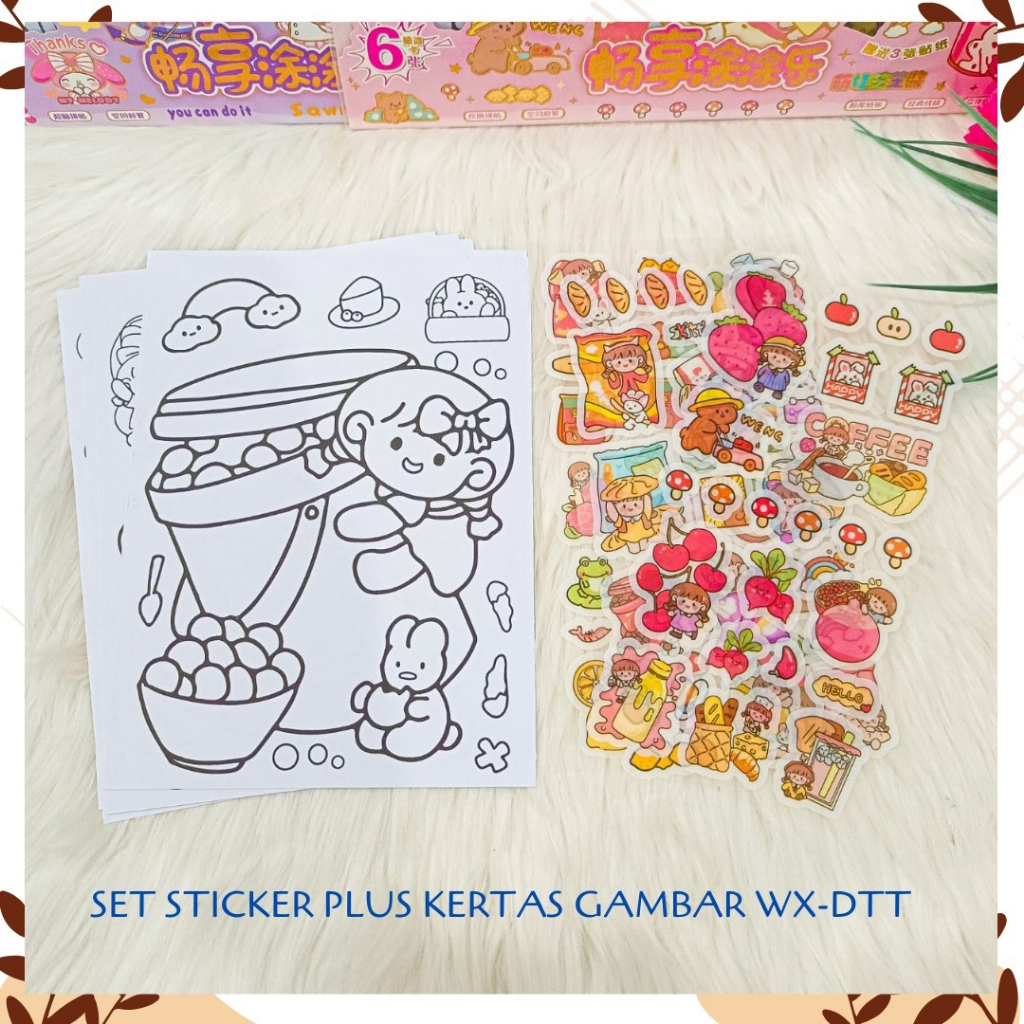 Jual SET STICKER PLUS KERTAS GAMBAR WX-DTT STIKER KARAKTER KADO UNIK ...