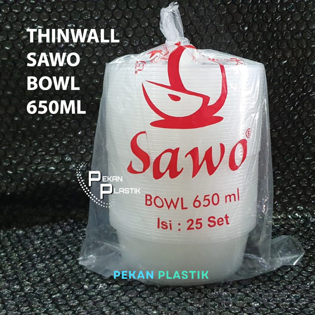 Jual Thinwall Bowl 650 ml | Mangkok plastik 650 ml Merk Sawo isi 25 Set | Shopee Indonesia