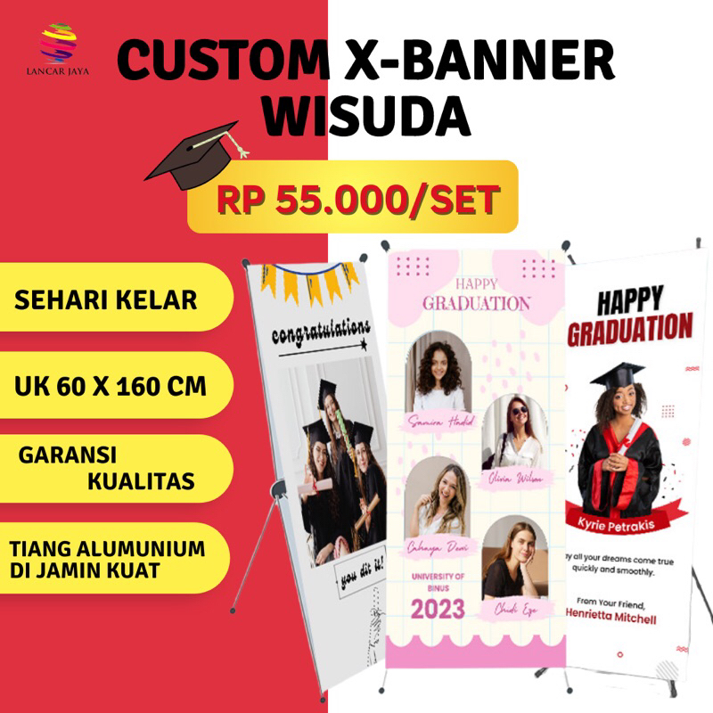 Jual CETAK X BANNER WISUDA || X BANNER WISUDA MURAH || CUSTOM X BANNER ...