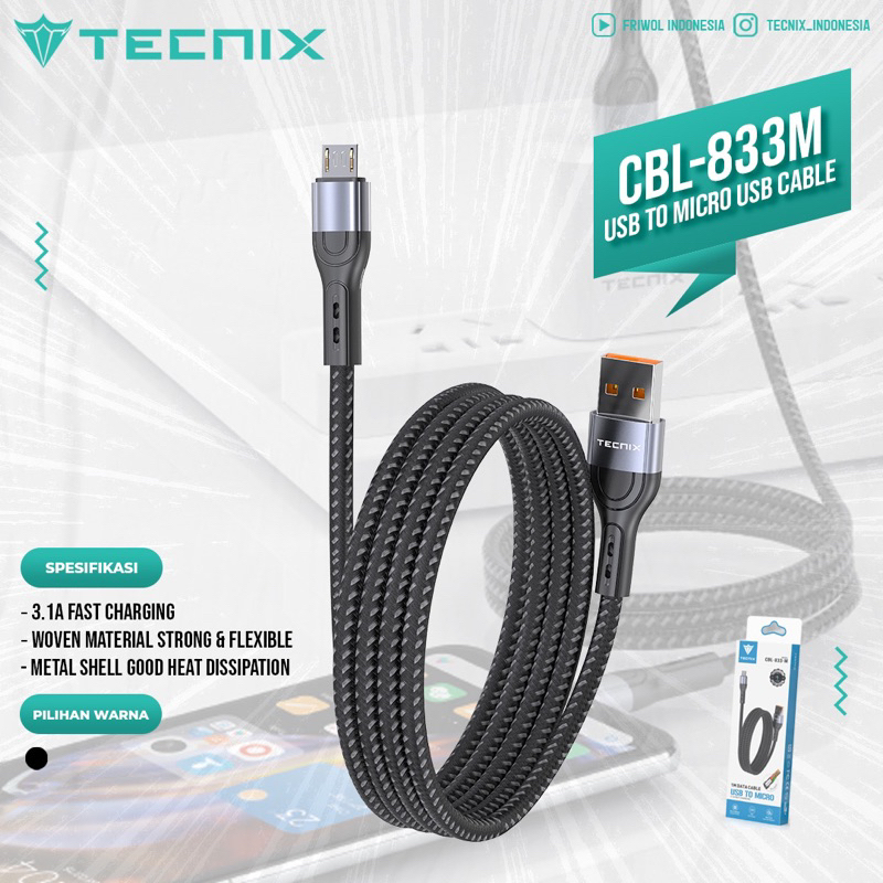 Jual Cable Data Tecnix CBL-833-M Type Micro / CBL-833-C Type-C / CBL ...