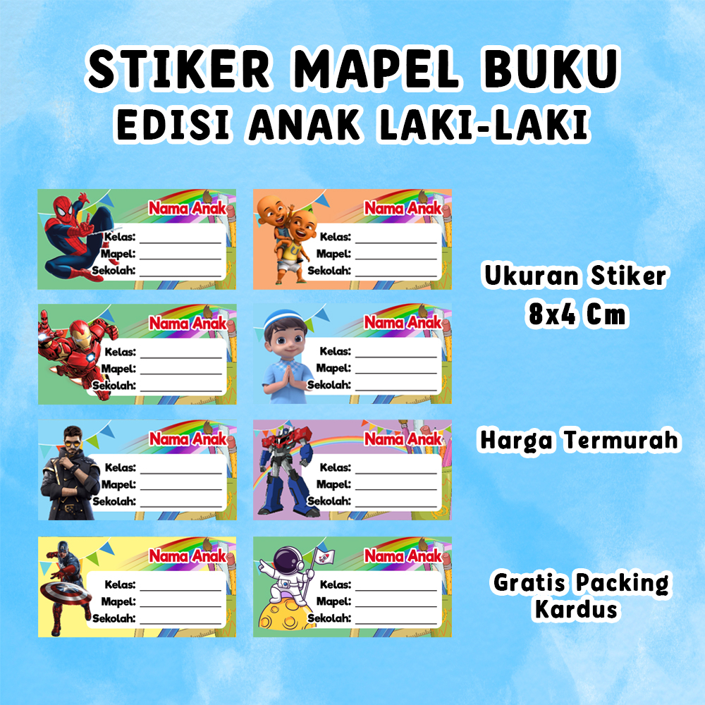 Jual Stiker Label Buku Pelajaran Sekolah Edisi Anak Laki-Laki | Shopee ...
