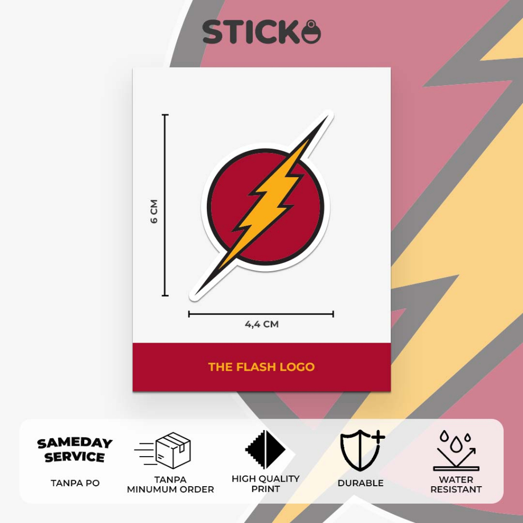 Jual Sticker The Flash Logo Stiker Vinyl Print Komik Comic Superheroes ...