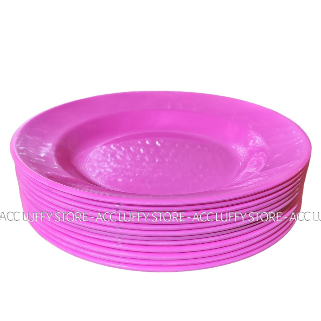 Jual Satu Lusin/12 PCS piring melamin warna pink tebal dan tahan Panas ...
