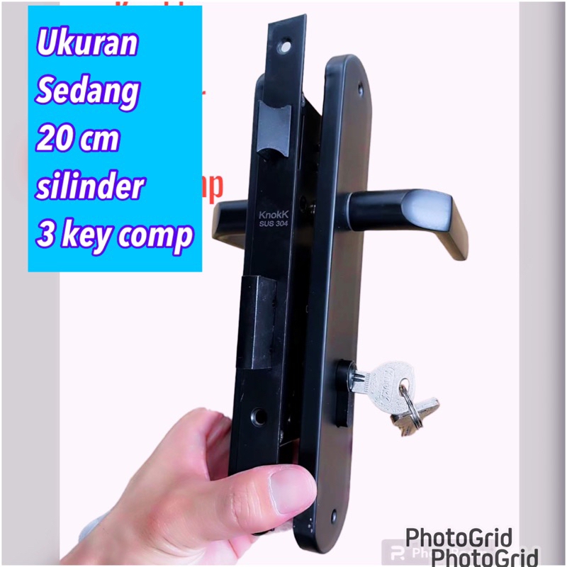 Jual Kunci handle Pintu sedang hitam sus 304 Minimalis Tinggal Pasang ...