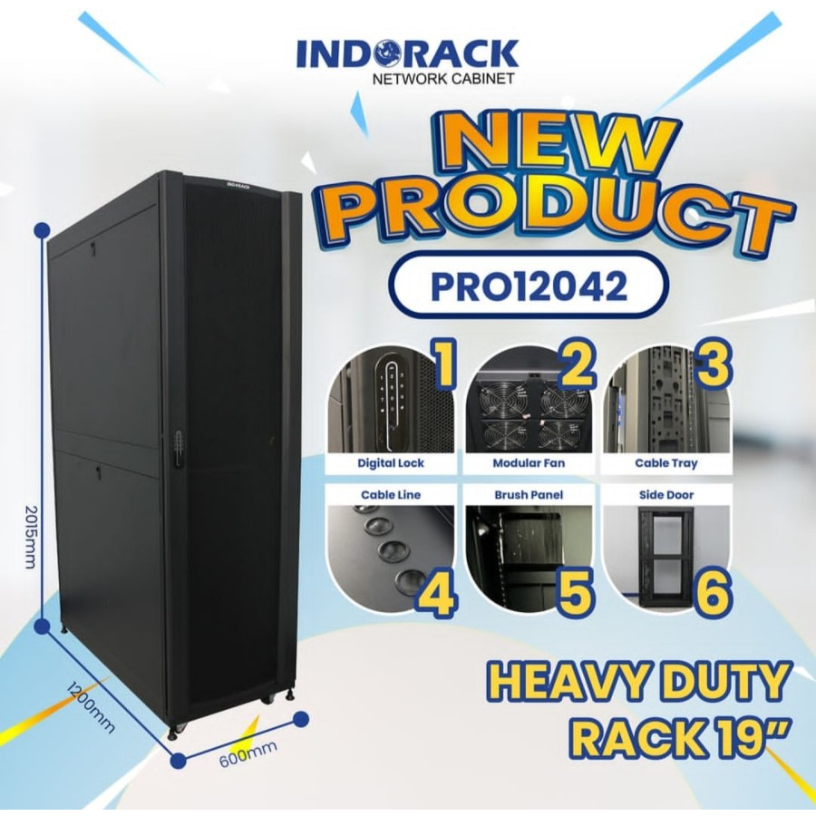 Jual Rak Server 19 Inch INDORACK PRO12042 Heavy Duty Rack 42U Depth ...