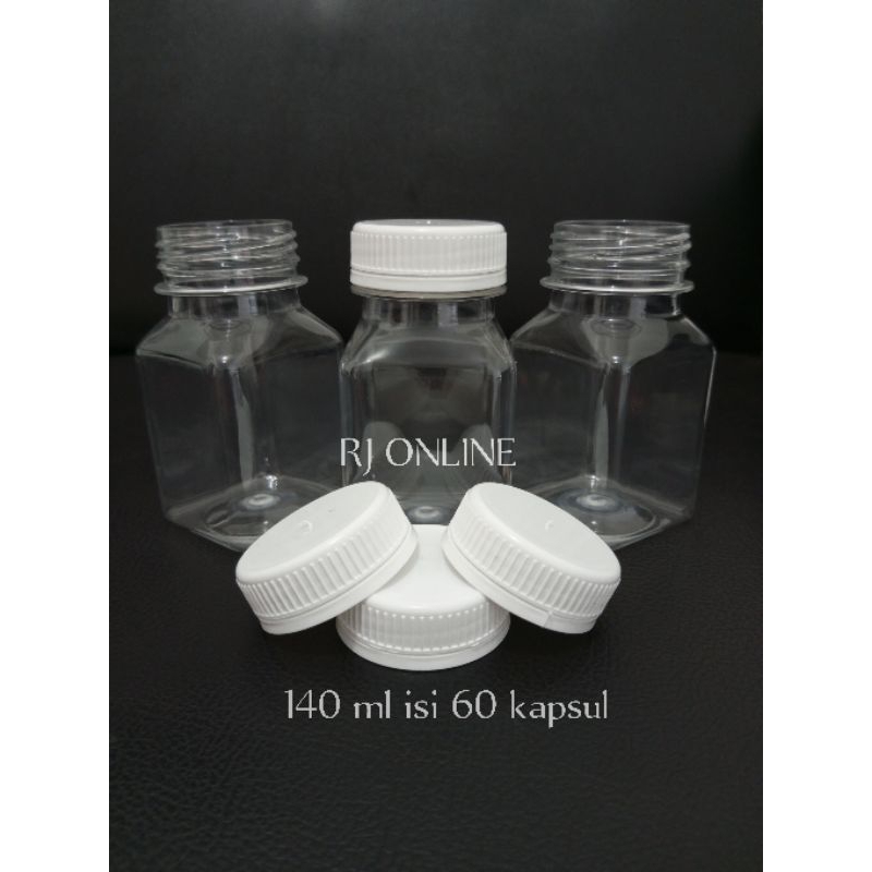 Jual Botol kapsul 140 ml isi 60 kaosul kotak bening 100 botol khusus ...