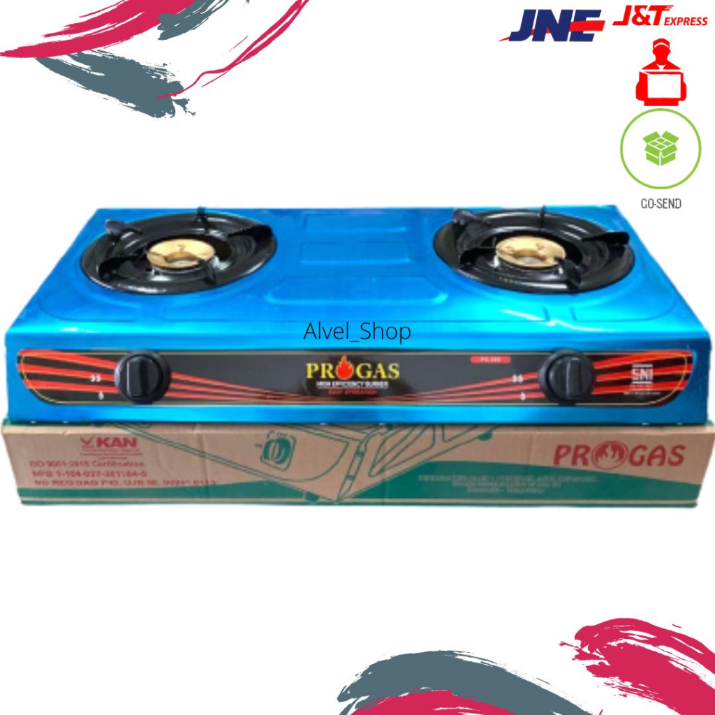 Jual KOMPOR GAS PROGAS 2 TUNGKU SNI Teflon/Stainless | Shopee Indonesia