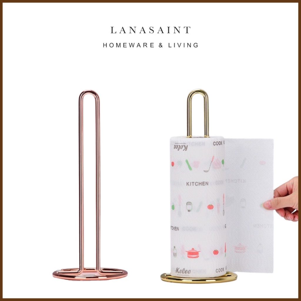 Jual LANASAINT Letka Paper Towel Iron Stand Gold / Tempat Tissue ...