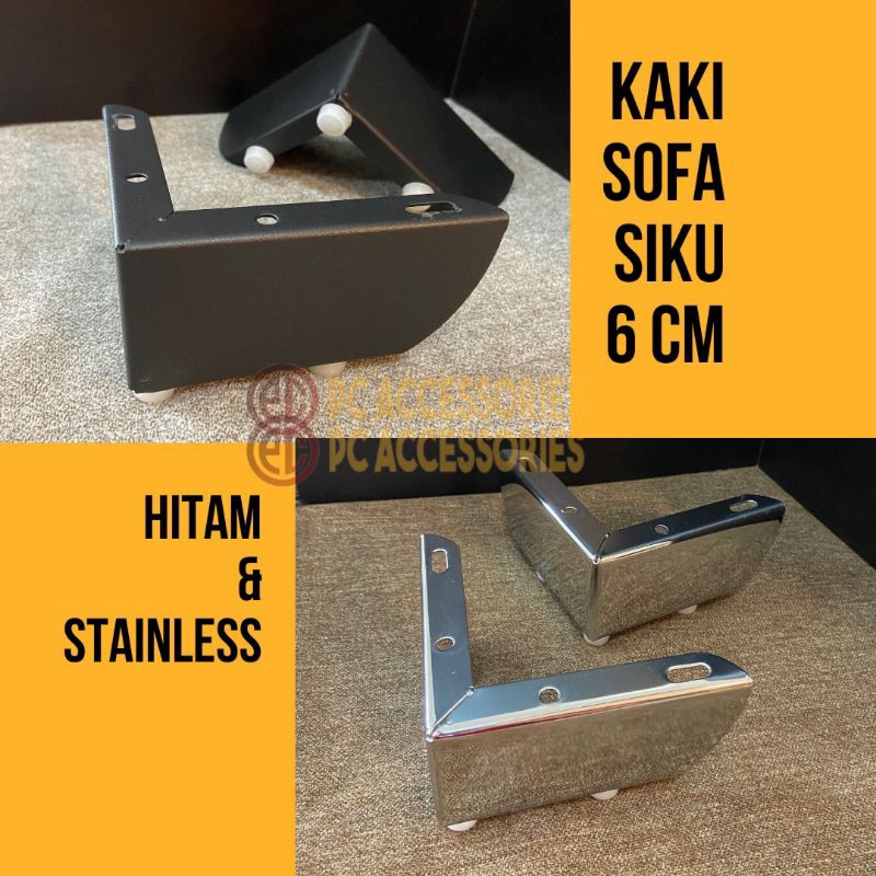 Jual KAKI SOFA STAINLESS SIKU TINGGI 6CM (STAINLESS & HITAM) | Shopee ...