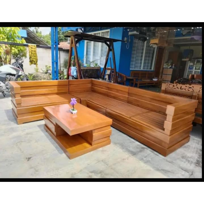 Jual kursi sudut box // kursi tamu box // kursi jati minimalis | Shopee ...