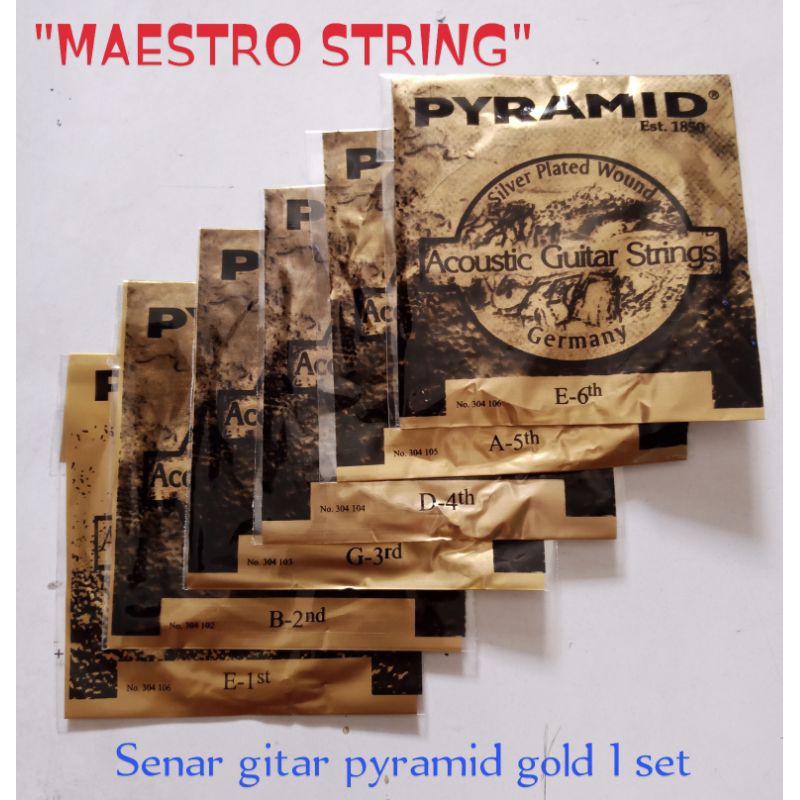Jual Senar+gitar+pyramid+gold+satu+set(isi6senar) | Shopee Indonesia