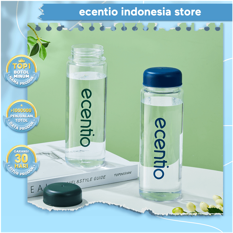Jual ecentio Botol Minum Aesthetic 500ML Water Bottle Botol Bening ...
