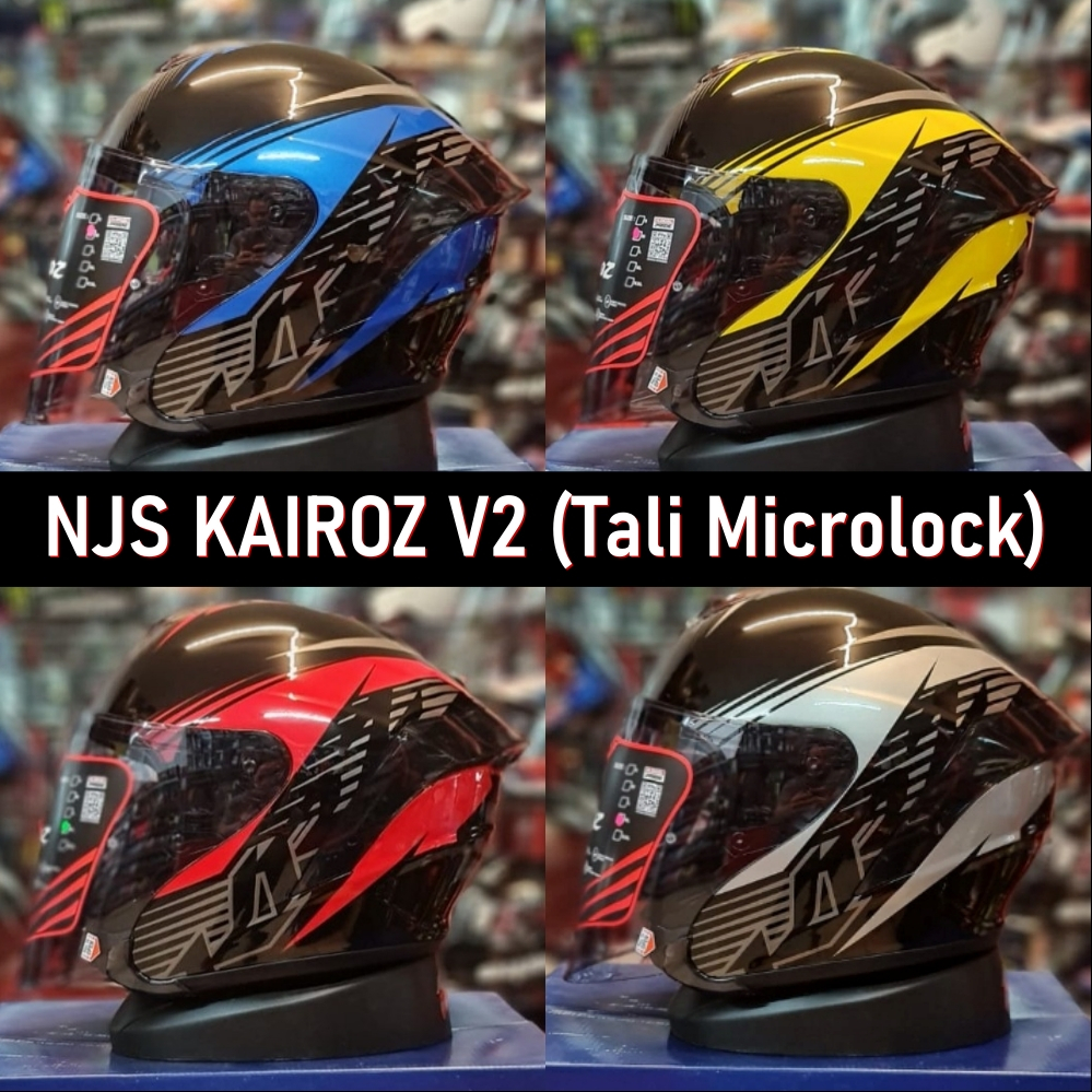Jual NJS KAIROZ V2 RAIZER Microlock Flat Visor - Helm NJS Half Face NJS ...