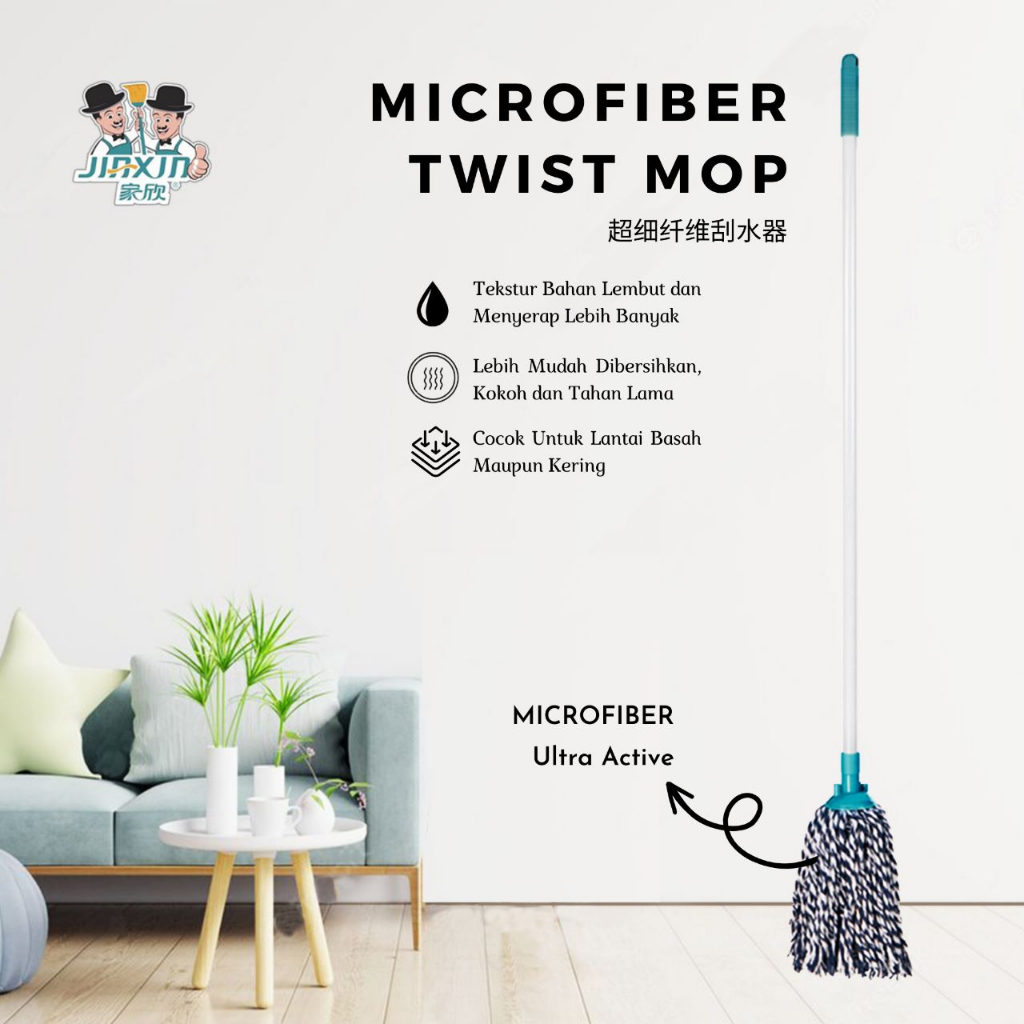 Jual Kain Pel Lantai Pembersih Rumah Ultra Microfiber Cotton Mop Gagang ...