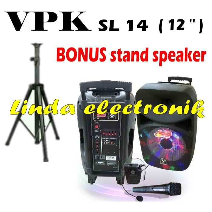 Jual speaker portable wireless vpk sl14 / sl 14 12 inch BONUS STAND SPEAKER | Shopee Indonesia