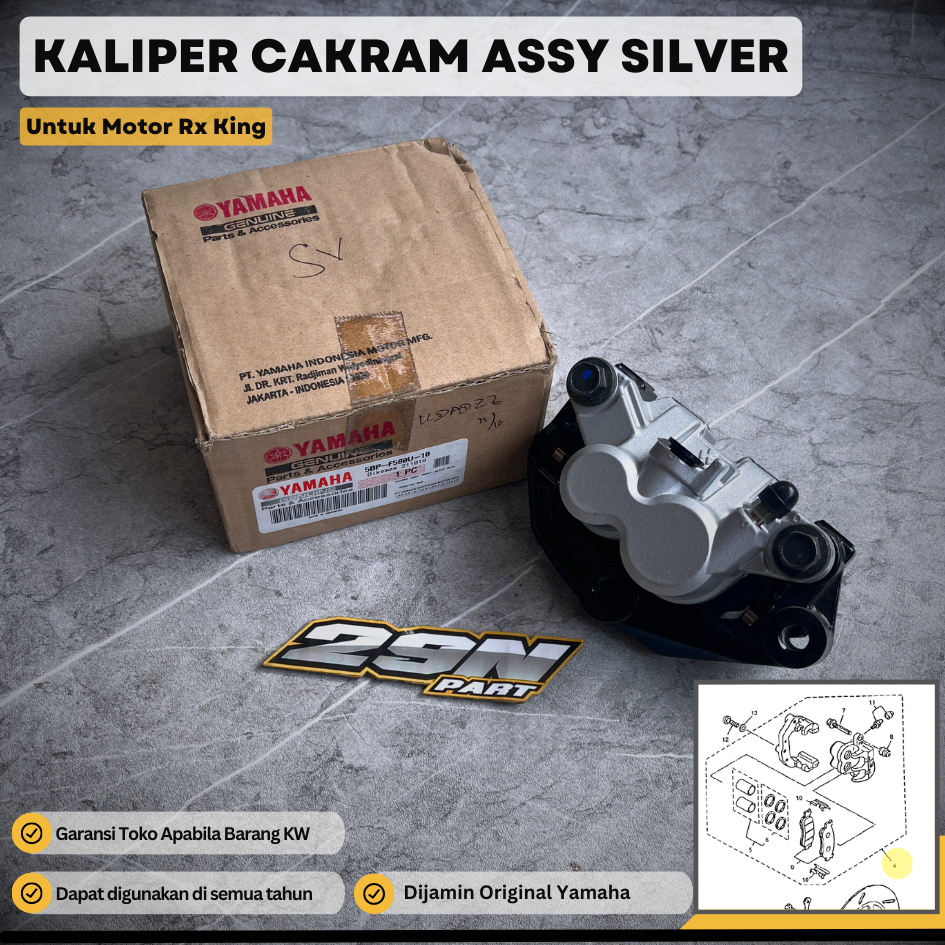 Jual KALIPER CAKRAM ASSY SILVER 2007-2008 RX KING RX-KING ORI 5BP-F580U-10 | Shopee Indonesia