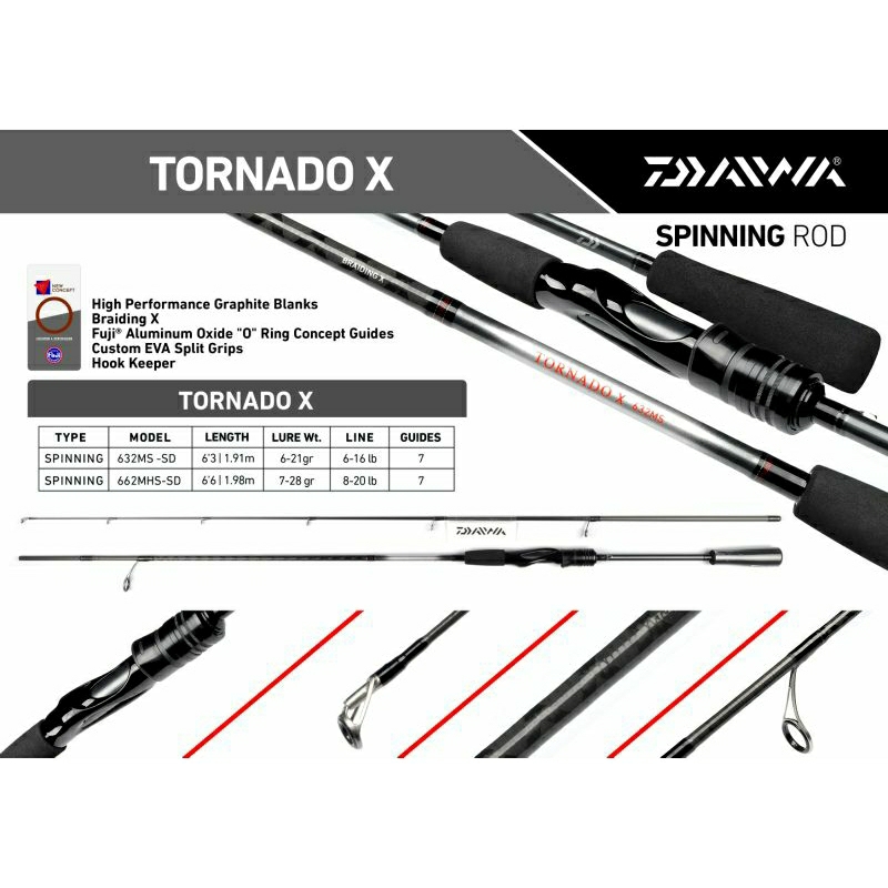 Jual Joran Daiwa TORNADO X 2023 632M| 662MHS| SPINNING ROD | Shopee Indonesia