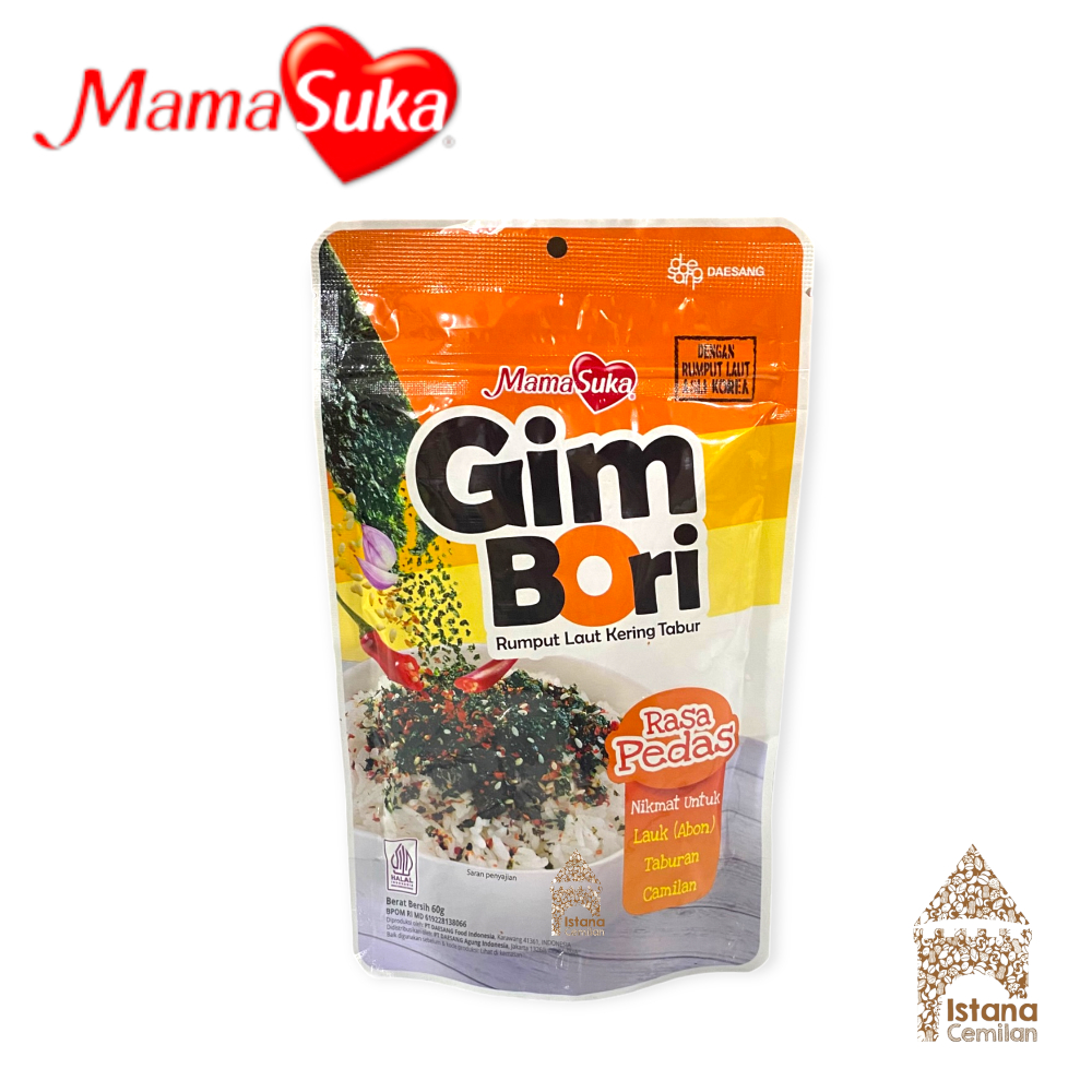 Jual Mamasuka Gim Bori Rumput Laut Nori Kering Tabur Pedas Pouch 60 Gram | Shopee Indonesia