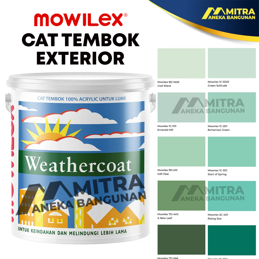 Jual Cat Tembok Eksterior Mowilex Weathercoat 2 5 Liter Hijau Tosca