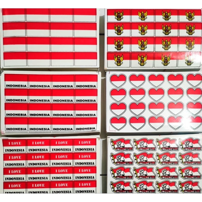 Jual (isi 16)sticker pipi Hut RI stiker merah putih sticker pipi aman ...